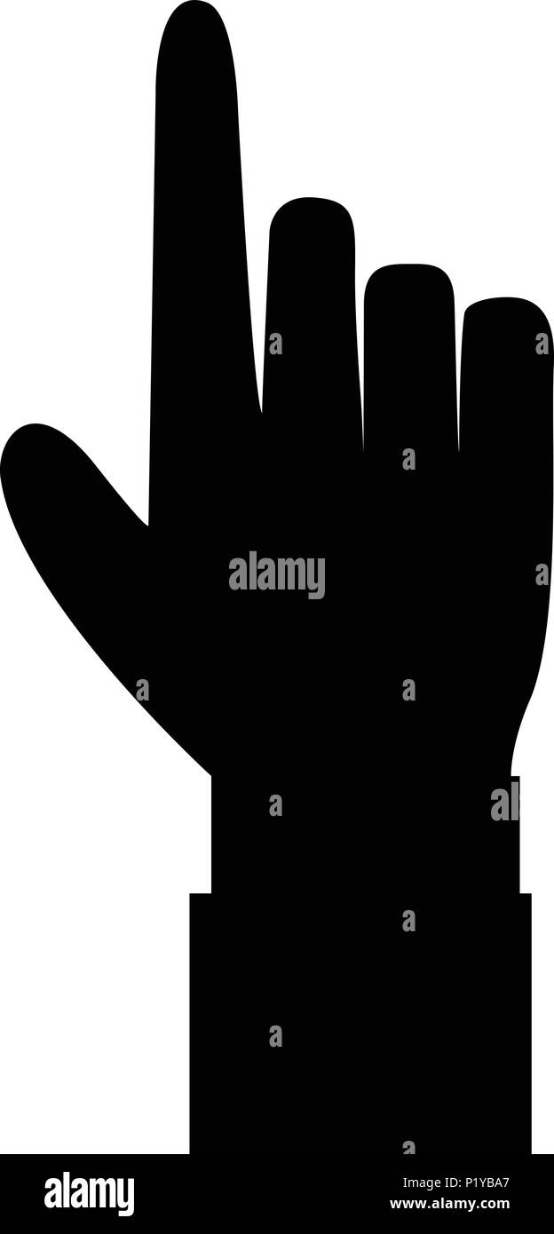 Hand gesture with a raised index finger. Pointing finger icon ...
