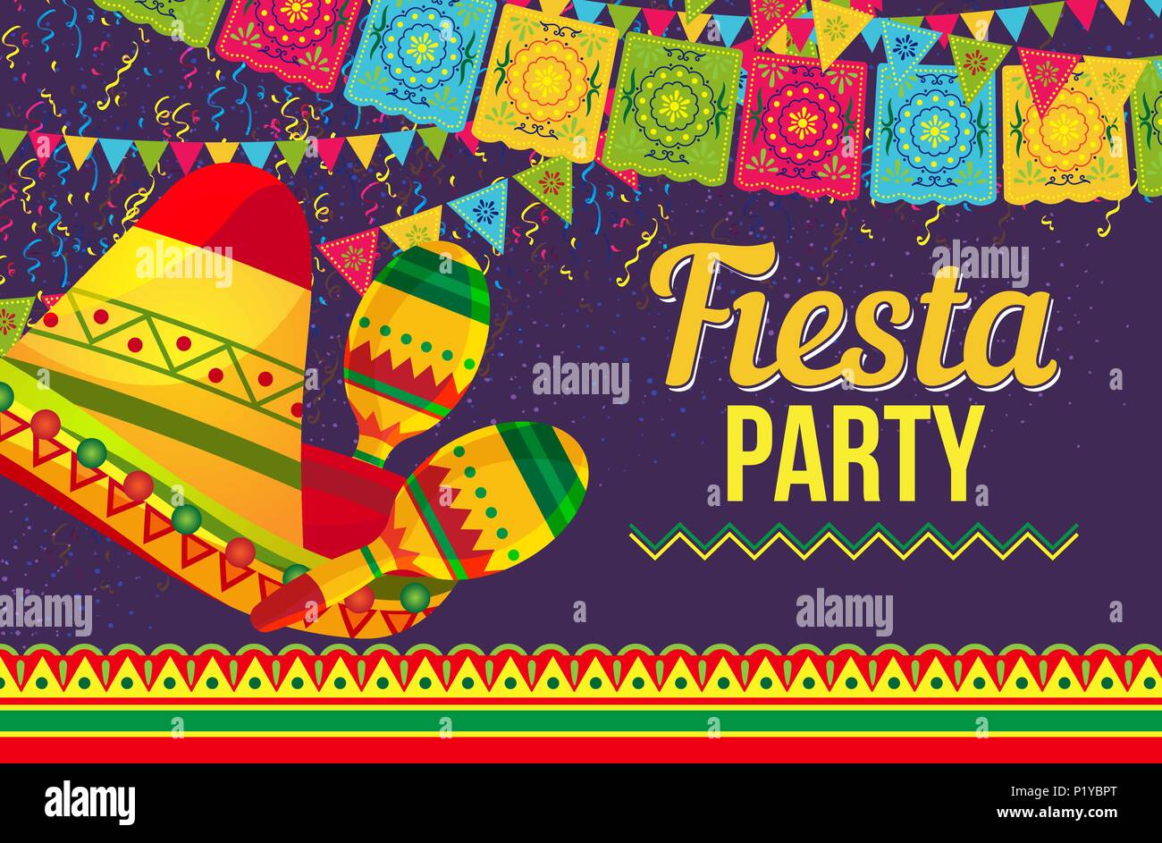 Colorful design of fiesta party card Stock Vector Image & Art - Alamy