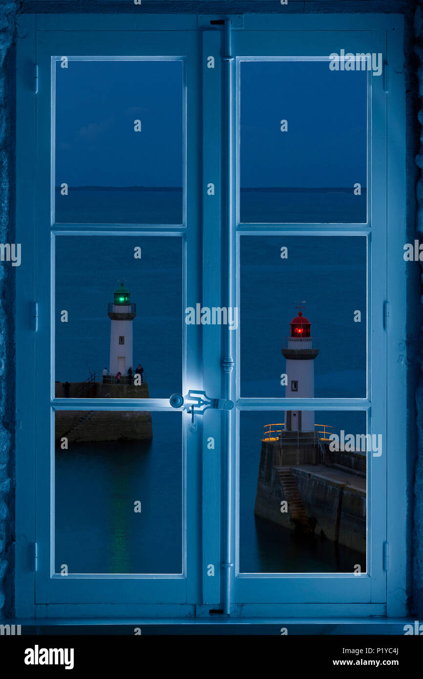Lighthouse seen through a window, (photomontage Stock Photo - Alamy