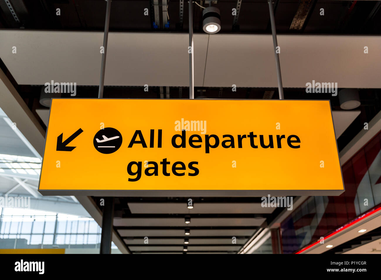 LONDON - MAY 27, 2018: Departures sign at London Heathrow airport Stock ...