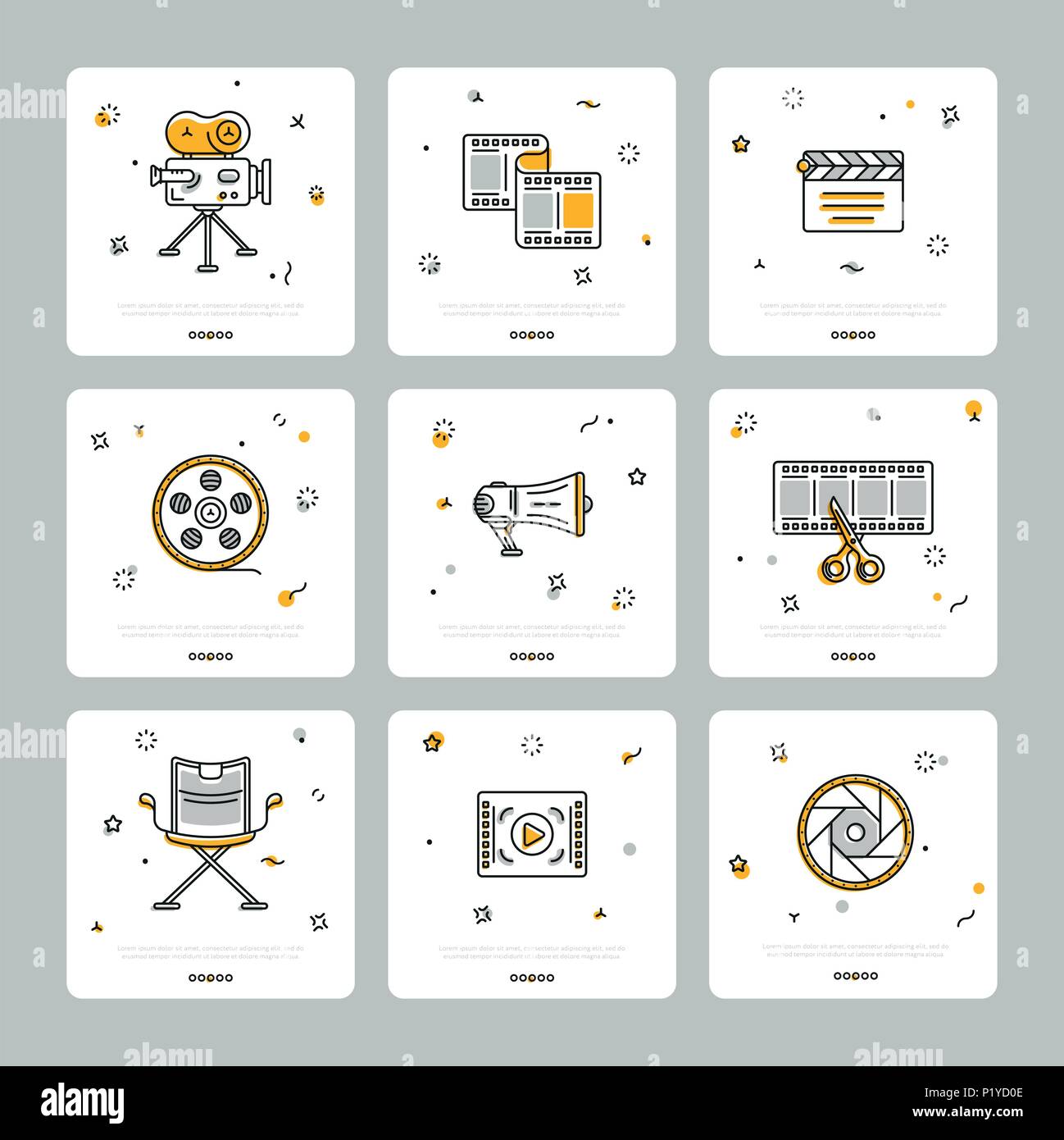 Colorful set of cinematic icons on gray Stock Vector Image & Art - Alamy