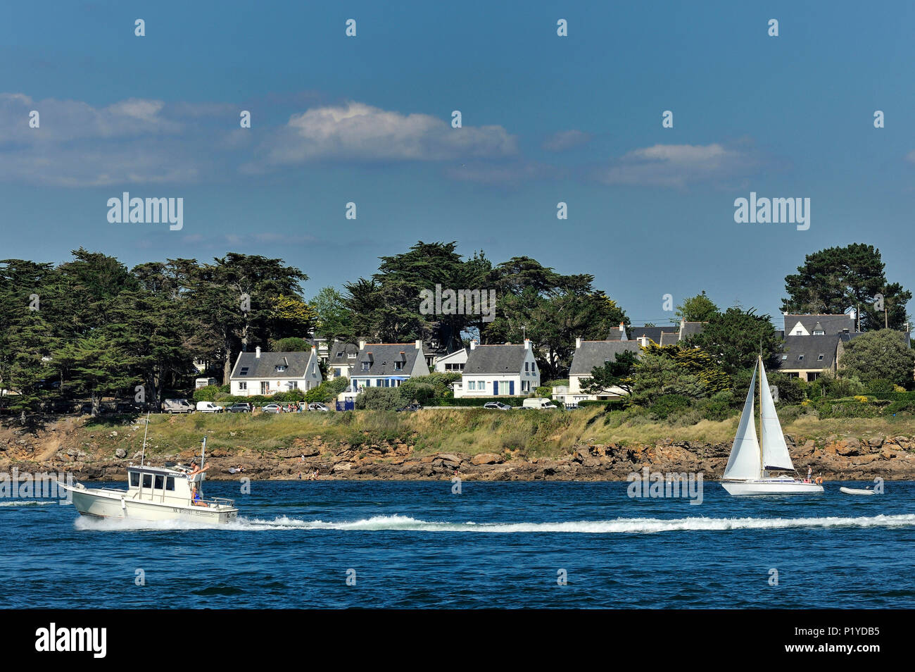France, Brittany, Morbihan, Arzon at the entrance of the Gulf of ...