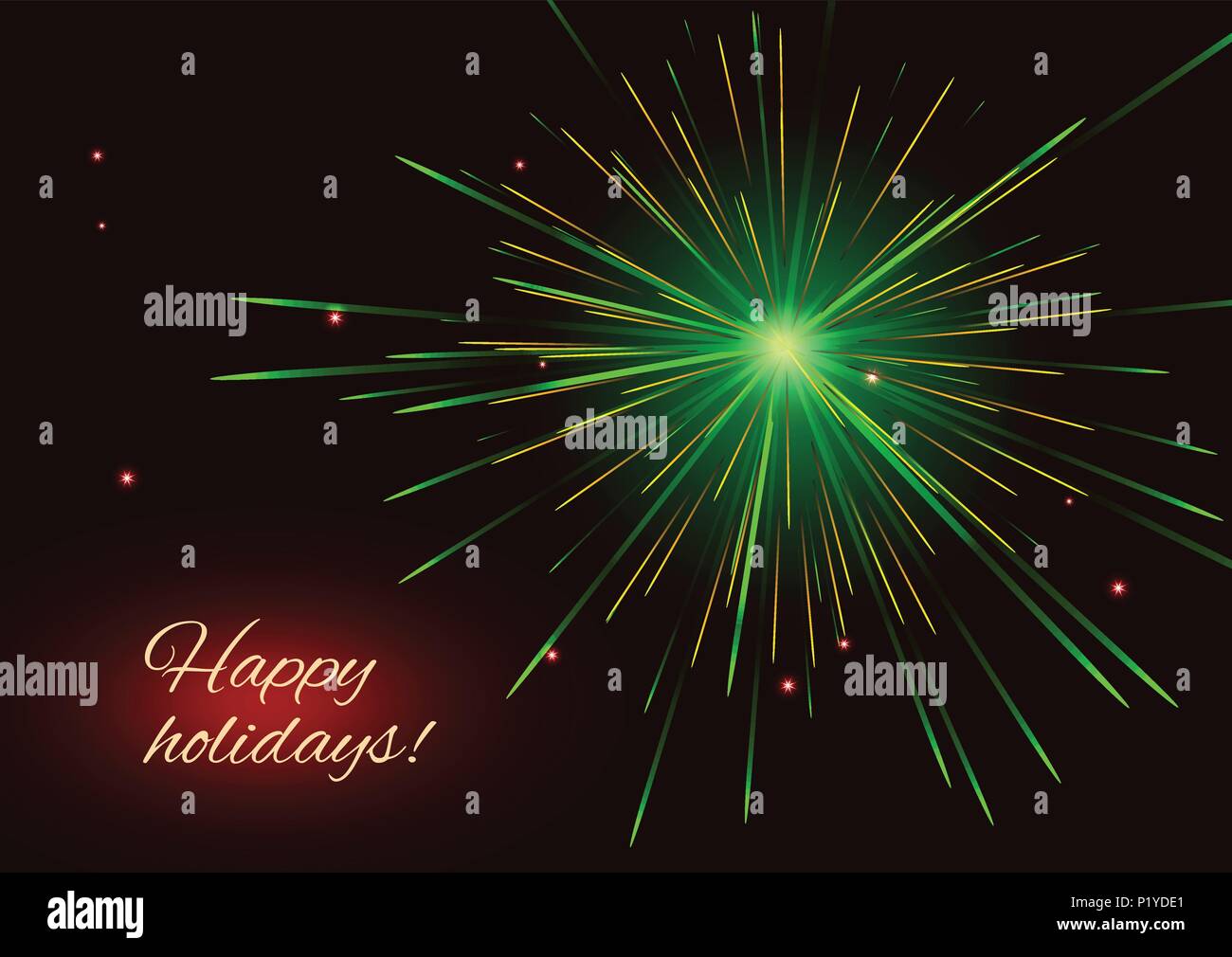 Celebration radiant green vector fireworks greeting holidays background ...