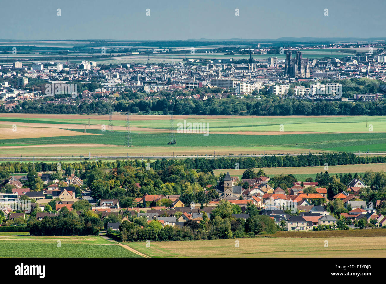 France, Grand Est, Marne, Reims from the Coteaux de Champagne Stock ...