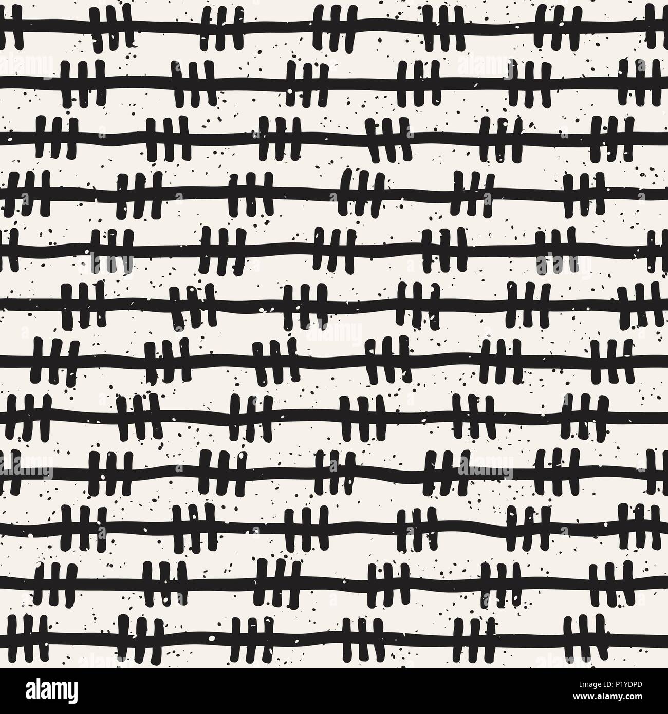 Hand drawn lines seamless grungy pattern. Abstract geometric repeating ...