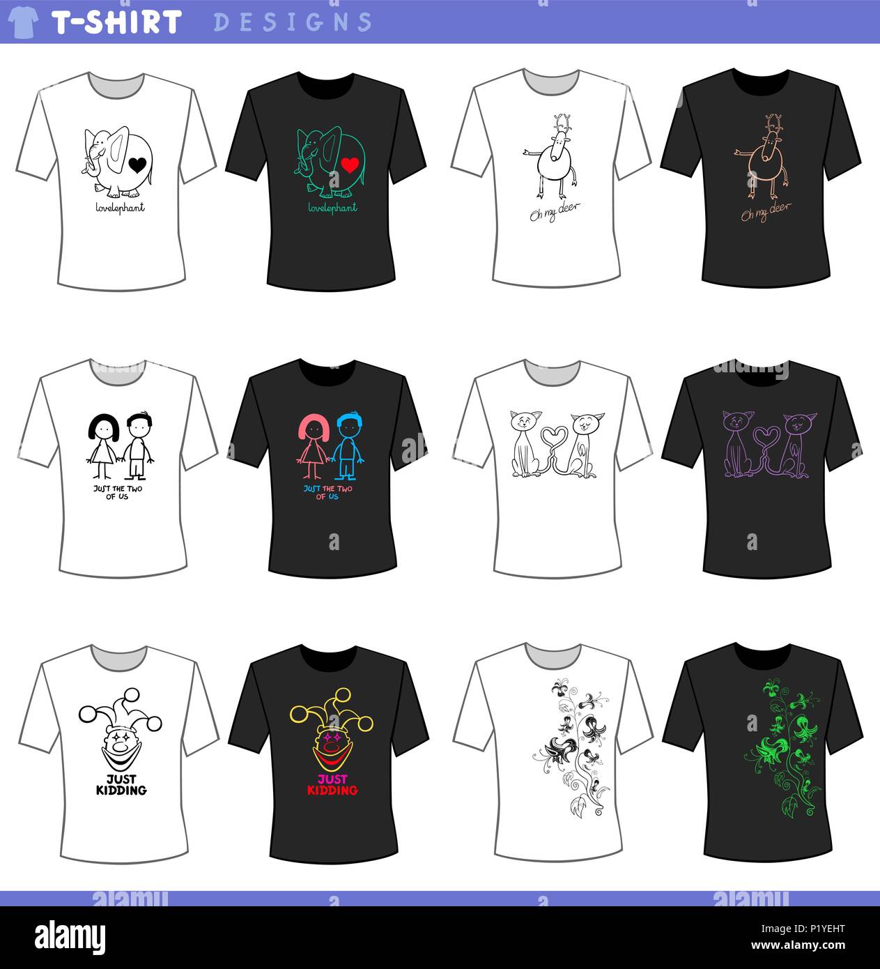 Illustration of T-Shirt Cartoon Concept Designs Collection Stock Vector ...