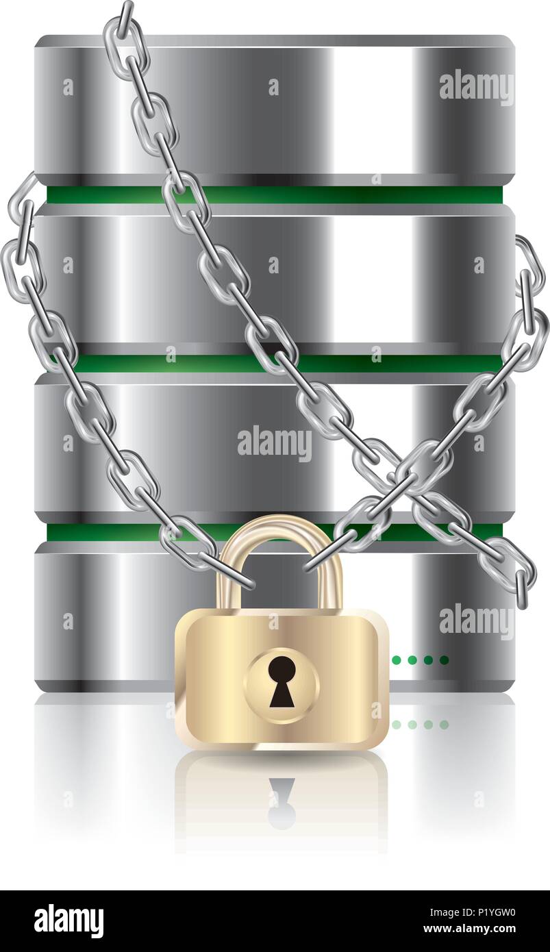 Hard drive locked by a chain.Isolated on white background Stock Vector ...