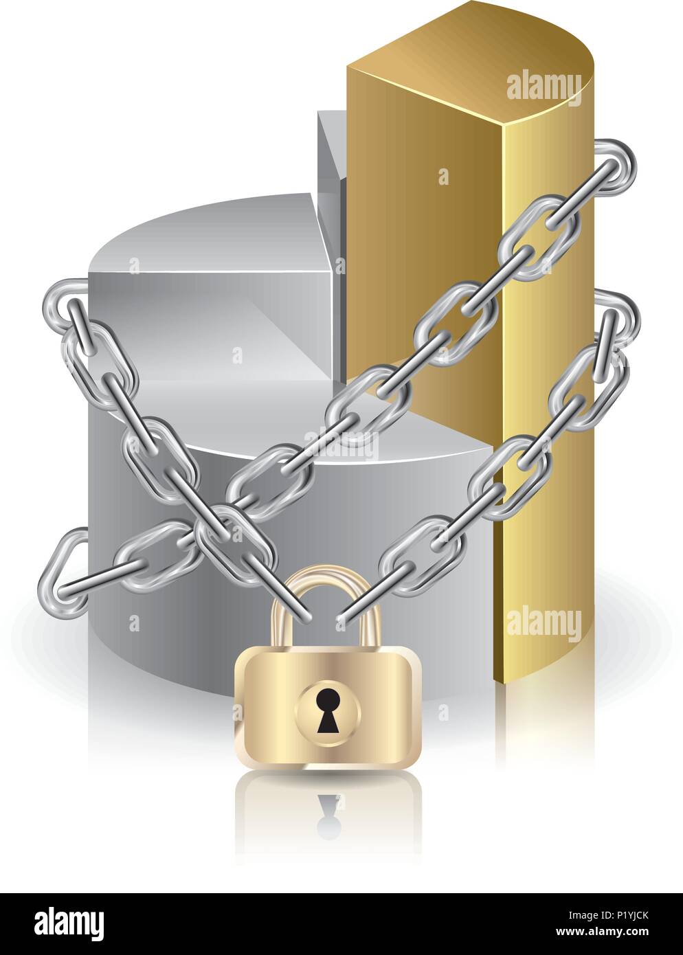 Graph locked by a chain.Isolated on white background Stock Vector Image ...
