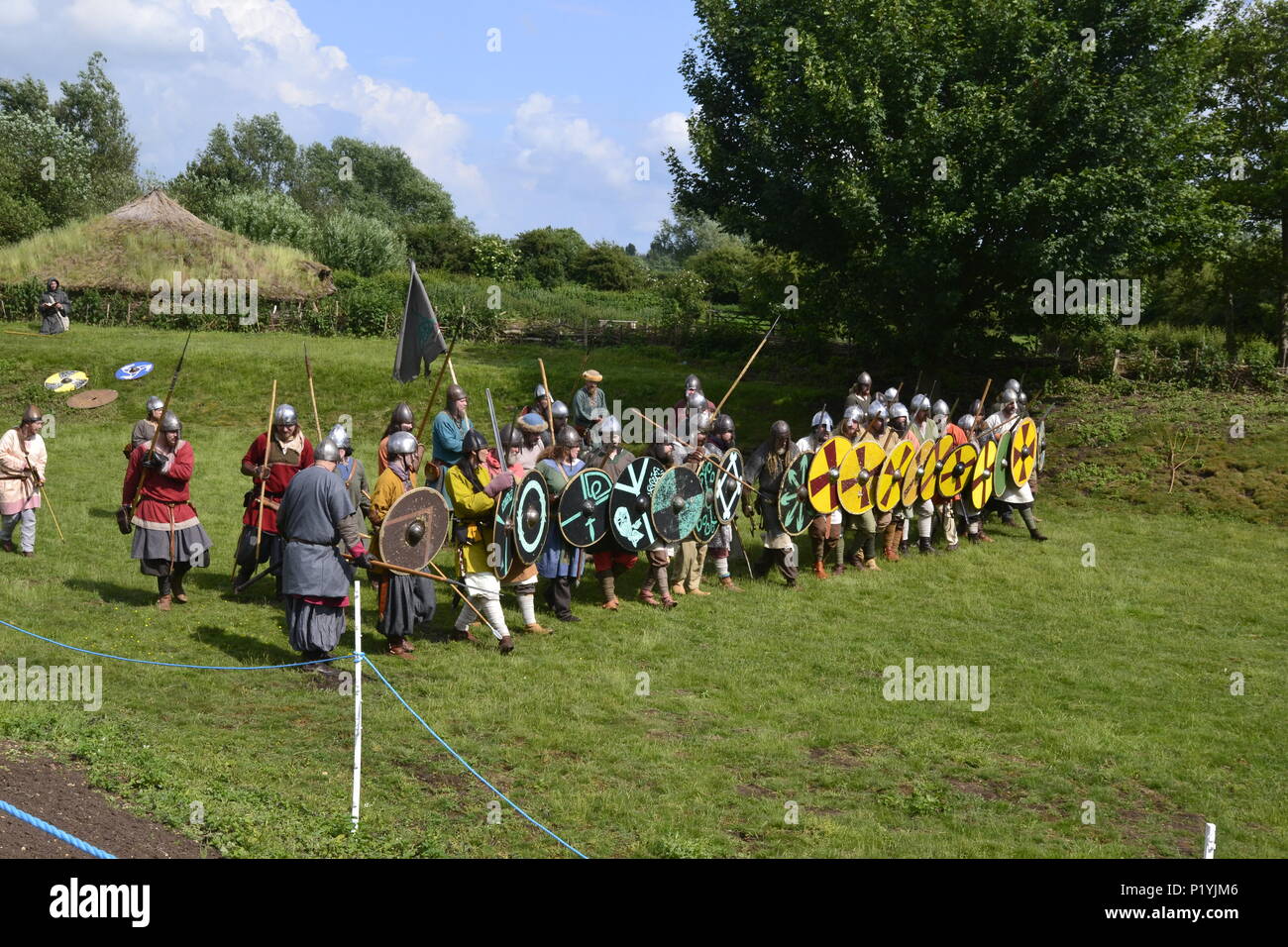 Battle at Flag Fen Archaeology Park, home of an prehistoric wooden ...