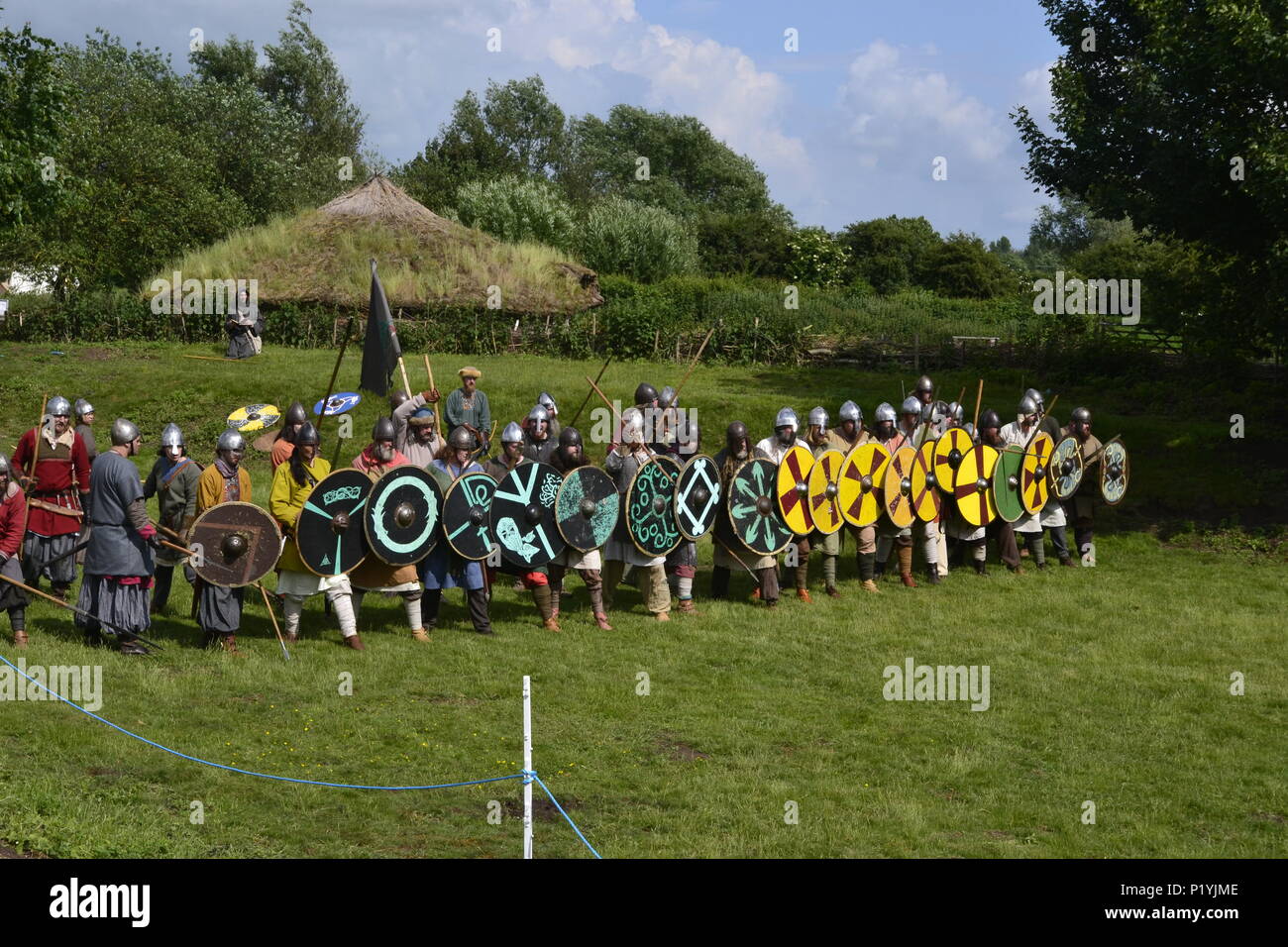Battle at Flag Fen Archaeology Park, home of an prehistoric wooden ...