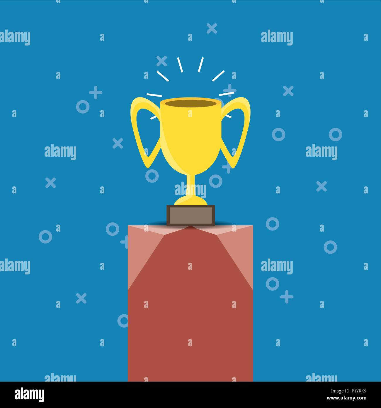 golden trophy cup over blue background, colorful design. vector ...