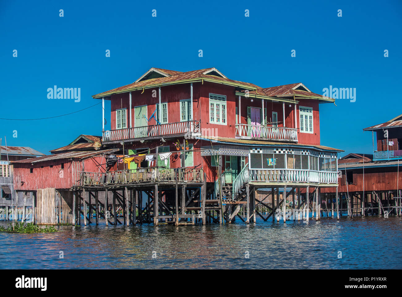 Myanmar, Shan region, lake Inle, wood house on stilts Stock Photo - Alamy