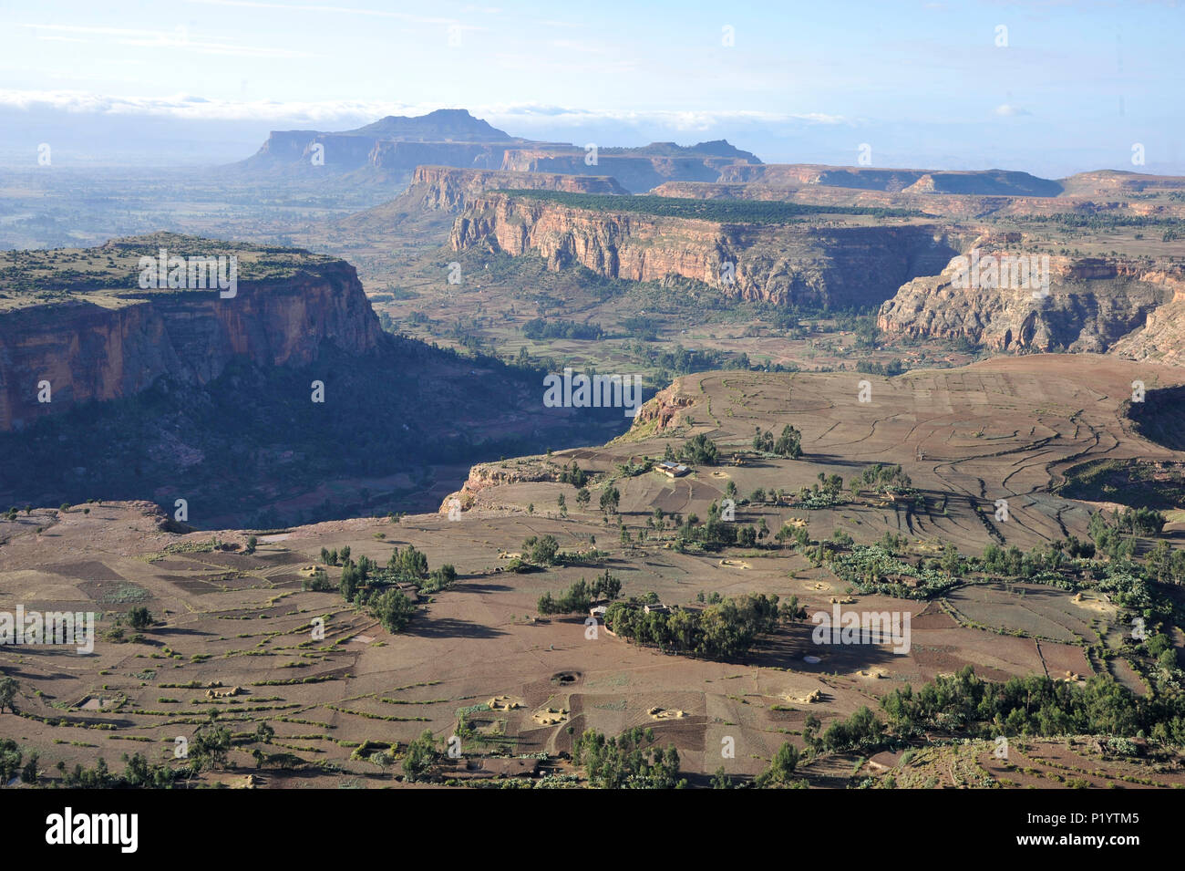 Ethiopia, Tigray area, spectacular scenery of arid mountains and ...