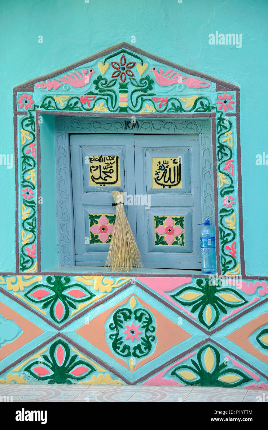 Ethiopia, Harar, paintings on a very colorful traditional harari house ...