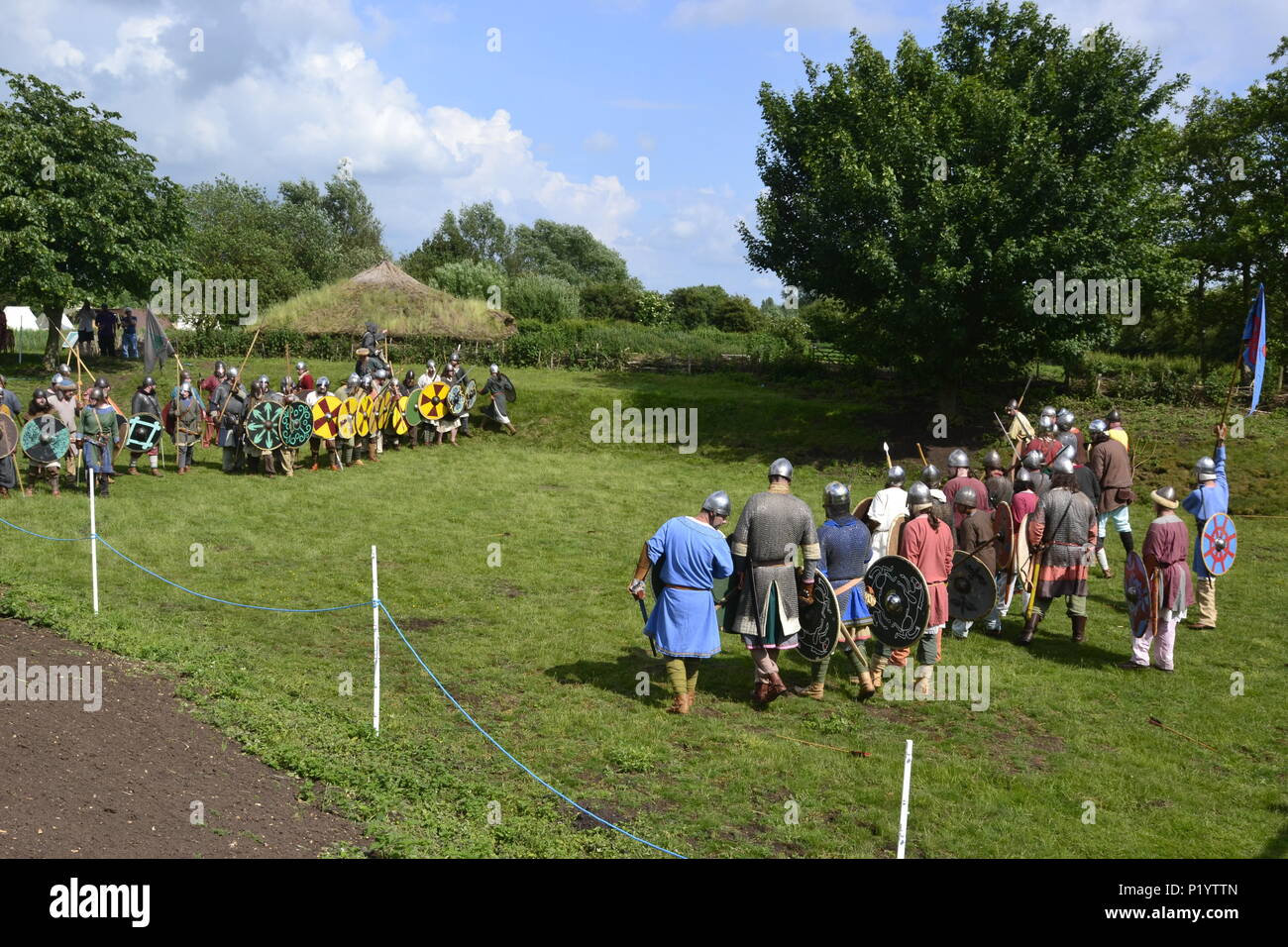 Battle at Flag Fen Archaeology Park, home of an prehistoric wooden ...