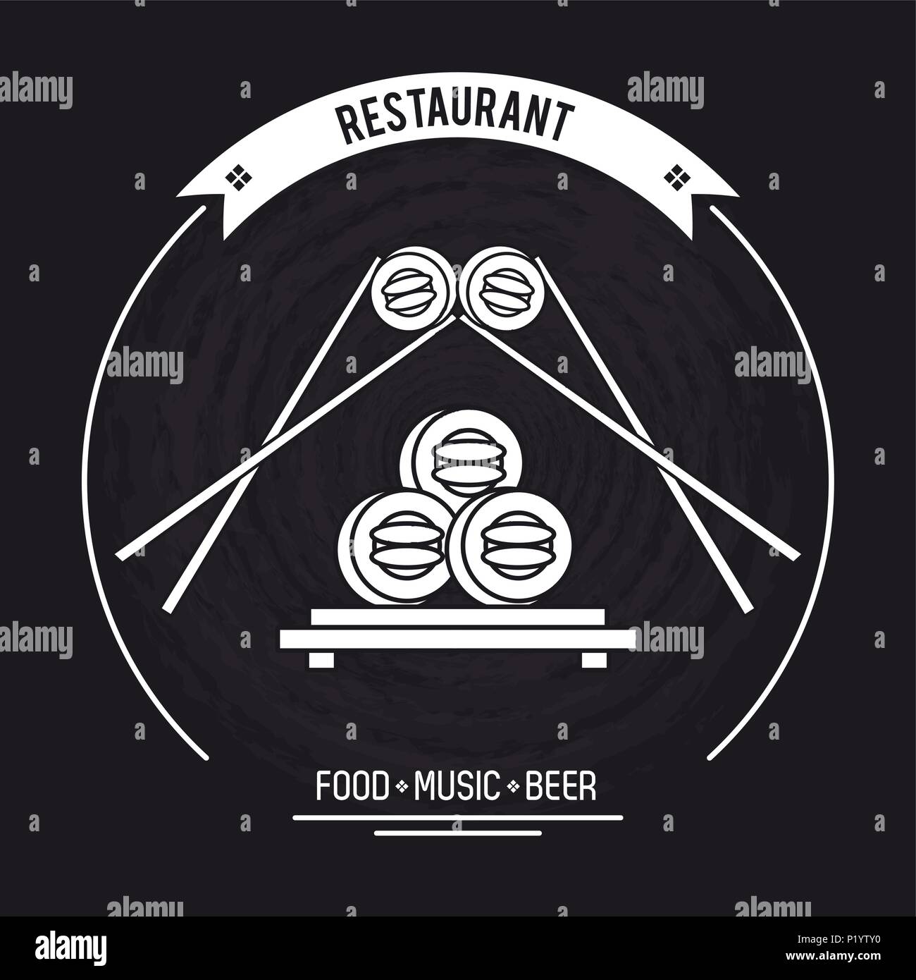 Restaurant and food emblem in black and white Stock Vector Image & Art ...