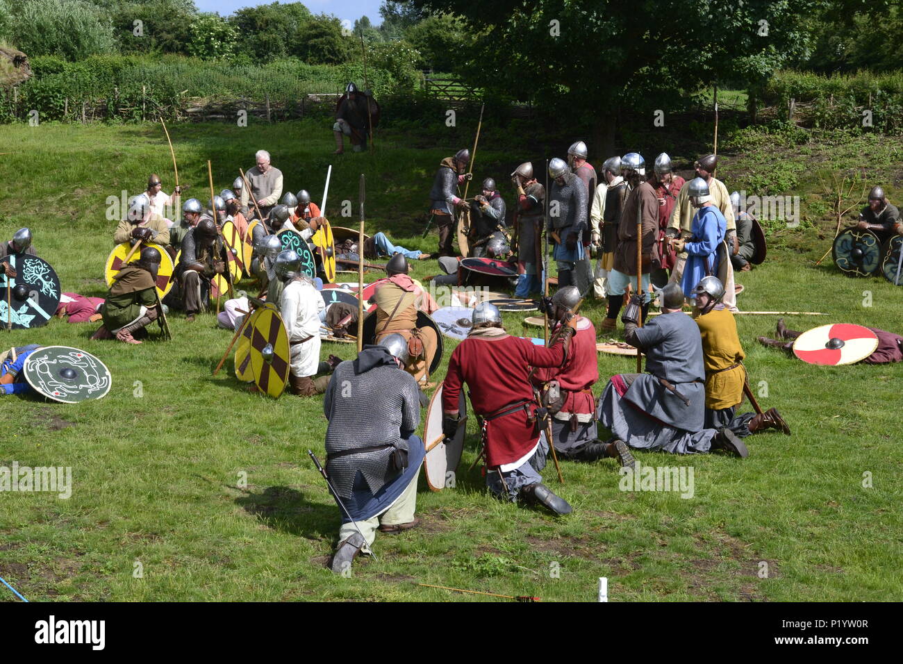 Battle at Flag Fen Archaeology Park, home of an prehistoric wooden ...
