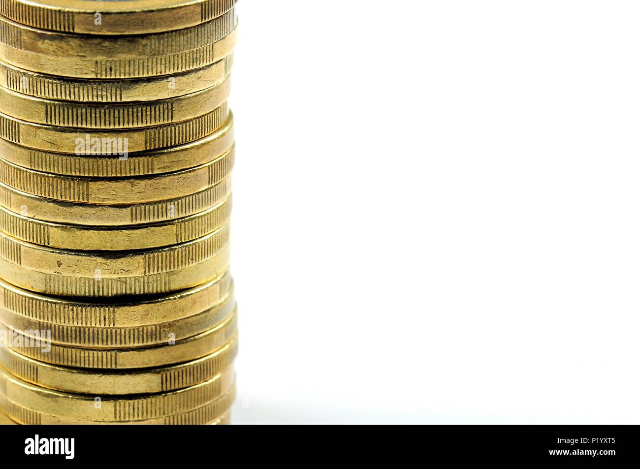 Stack of euro coins on white background Stock Photo - Alamy