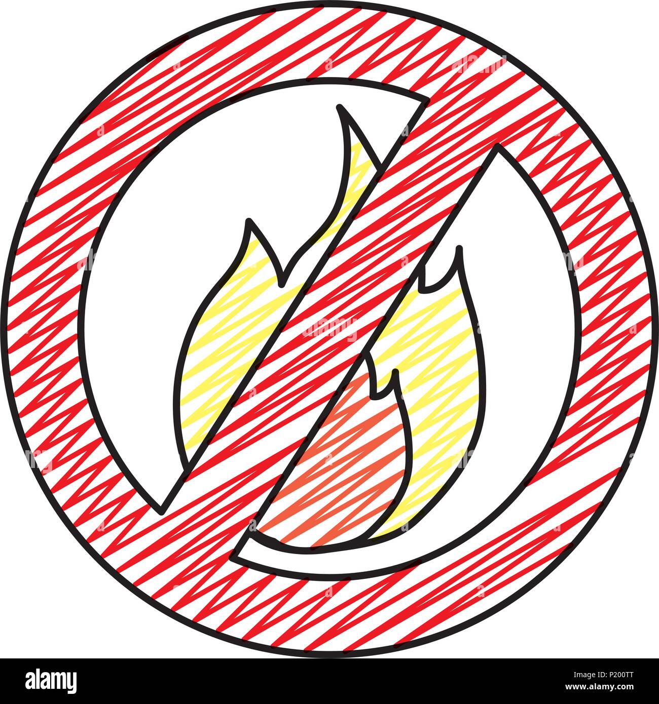 doodle hot fire circle forbidden alert sign Stock Vector Image & Art ...