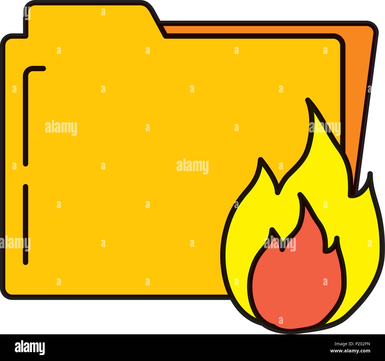 color folder file with caution hot fire Stock Vector Image & Art - Alamy