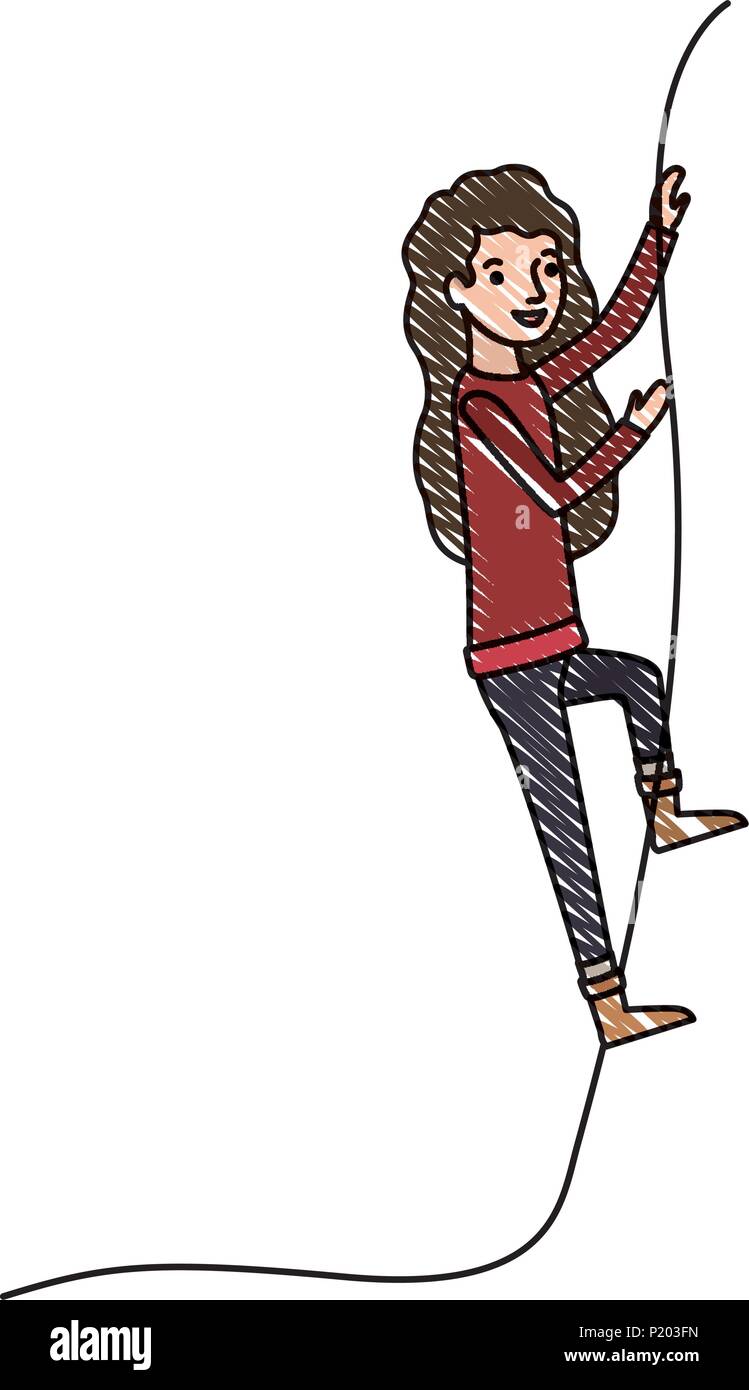Woman climbing rope Stock Vector Images - Alamy