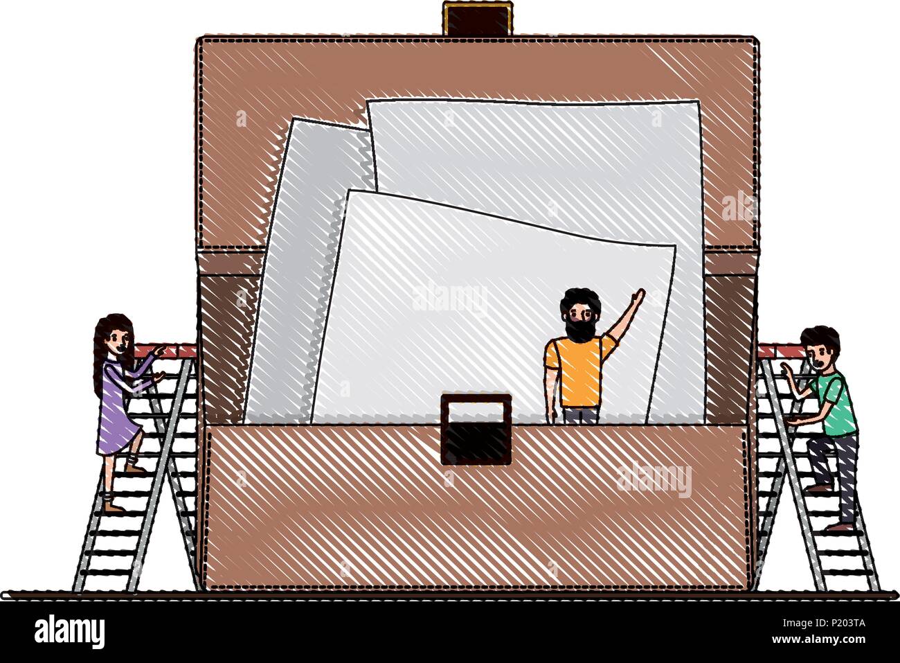 minipeople team working in portfolio Stock Vector Image & Art - Alamy