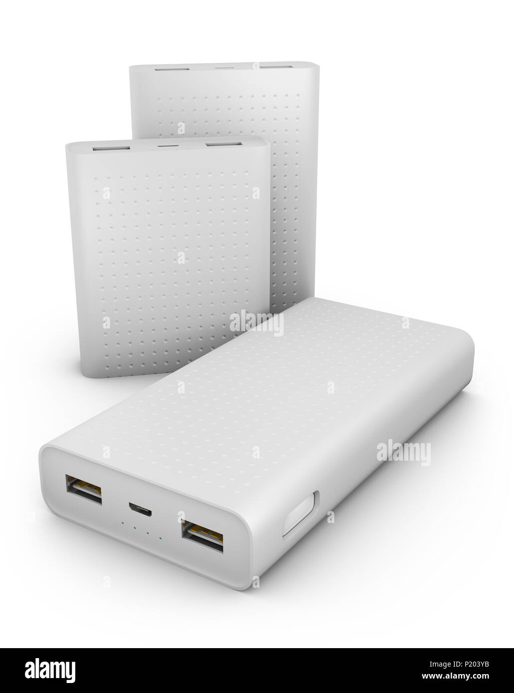 Power banks on a white background.3d rendering Stock Photo - Alamy
