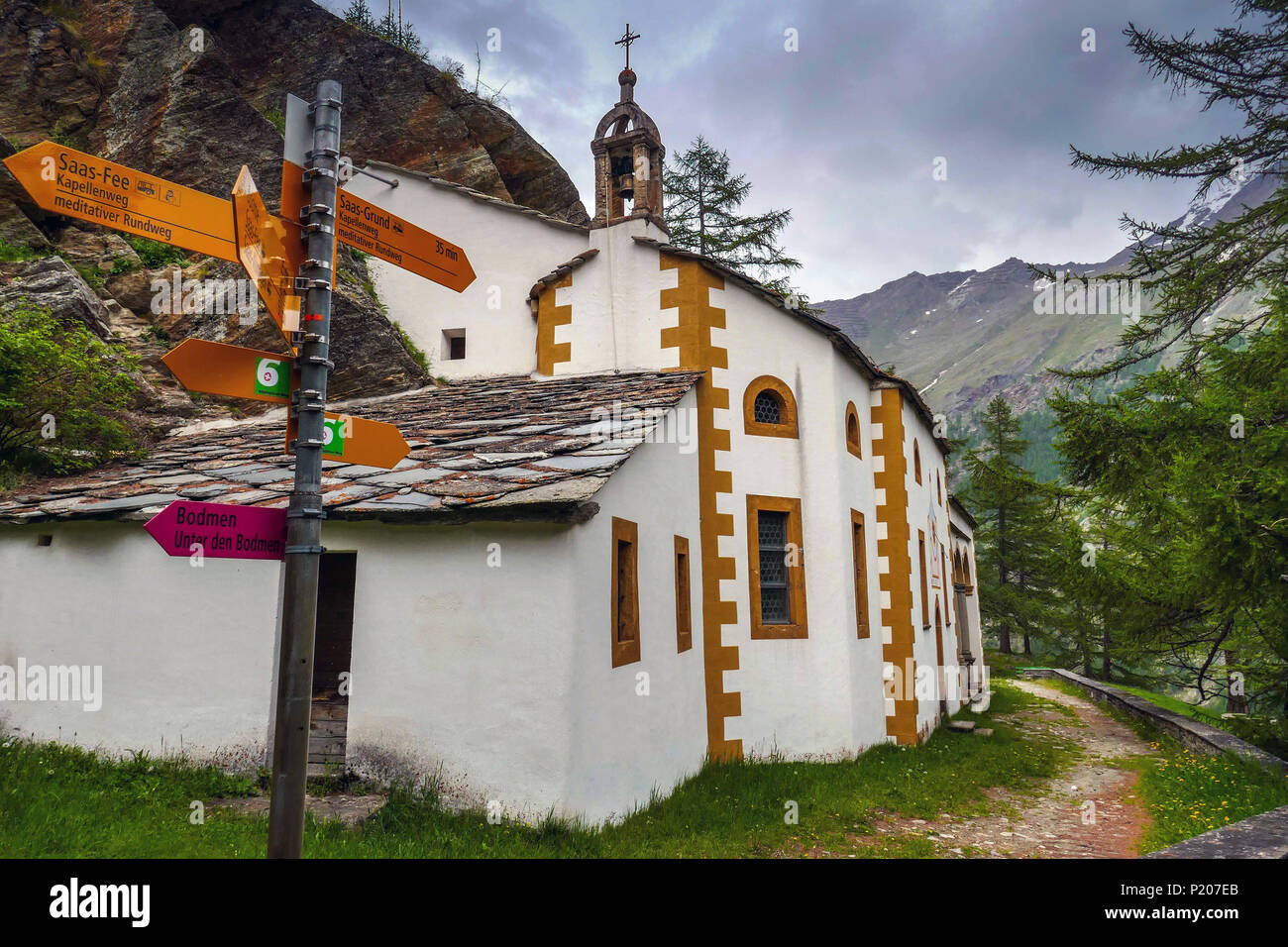 Saastal, Saas Grund, Saas Fee, Switzerland, Alps, Alpine, summer Stock ...
