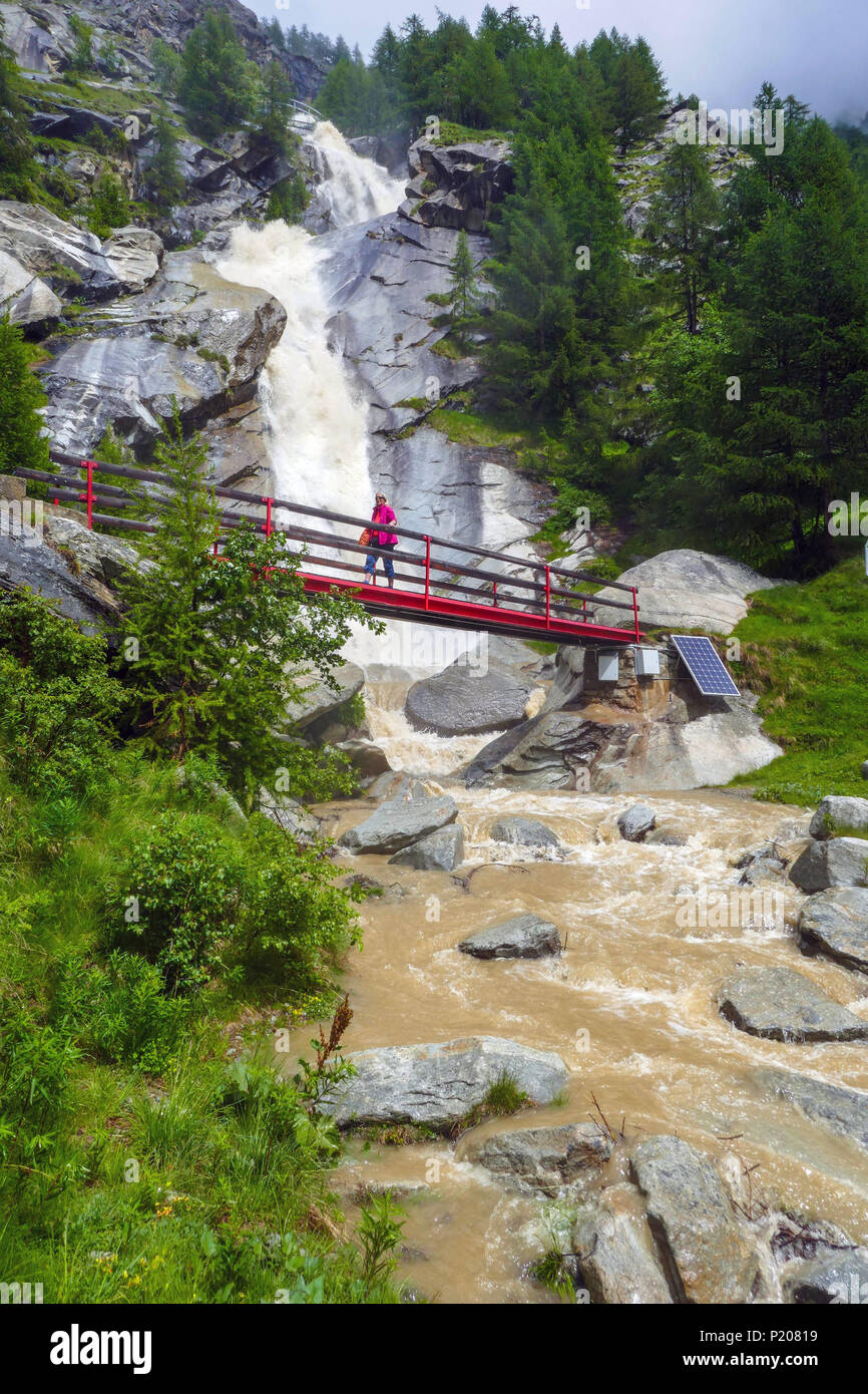 Waterfall in Saastal, Saas Grund, Saas Fee, Switzerland, Alps, Alpine ...