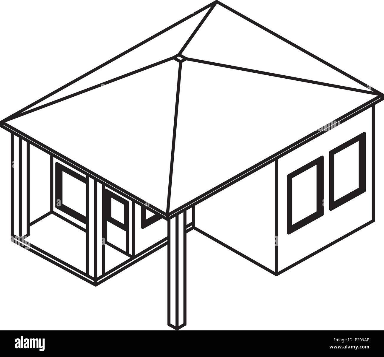 Isometric house facade Black and White Stock Photos & Images - Alamy