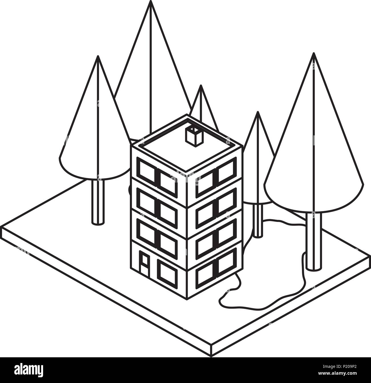 Isometric city Black and White Stock Photos & Images - Alamy