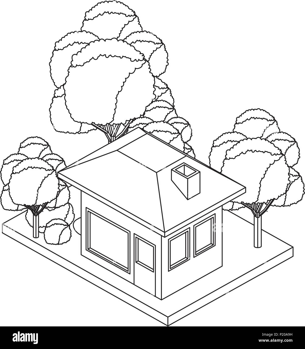 exterior house with landscape isometric icon Stock Vector Image & Art ...