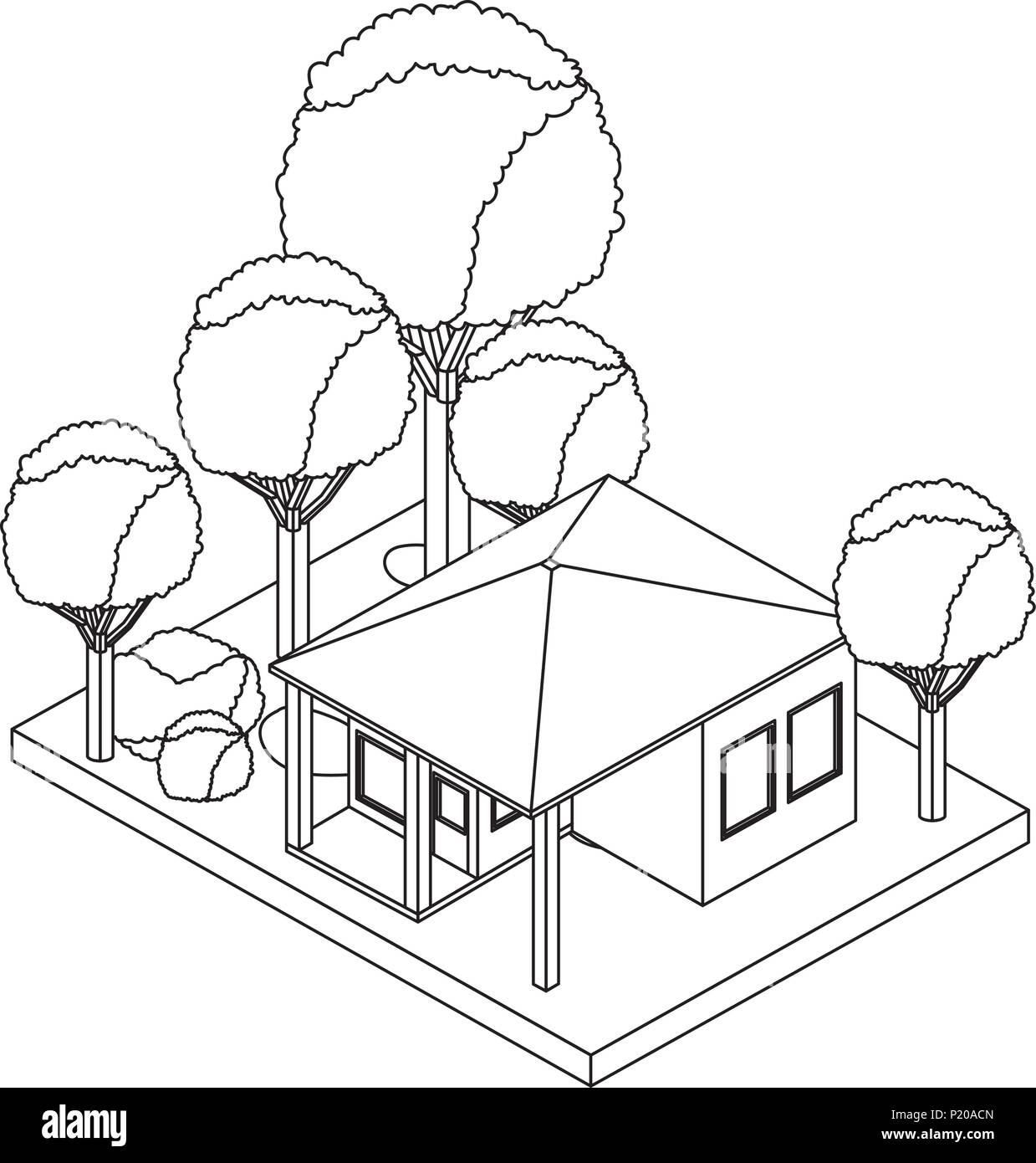 exterior house with landscape isometric icon Stock Vector Image & Art ...