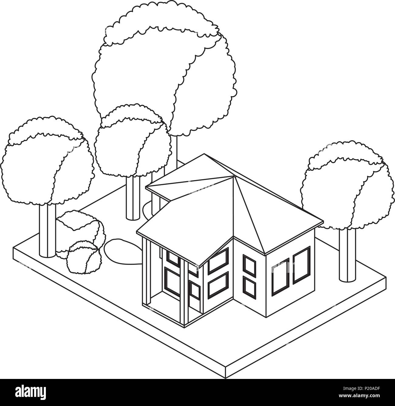 exterior house with landscape isometric icon Stock Vector Image & Art ...
