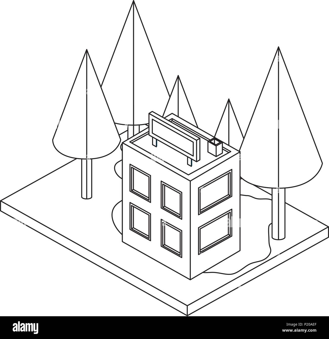 store building exterior with landscape isometric Stock Vector Image ...