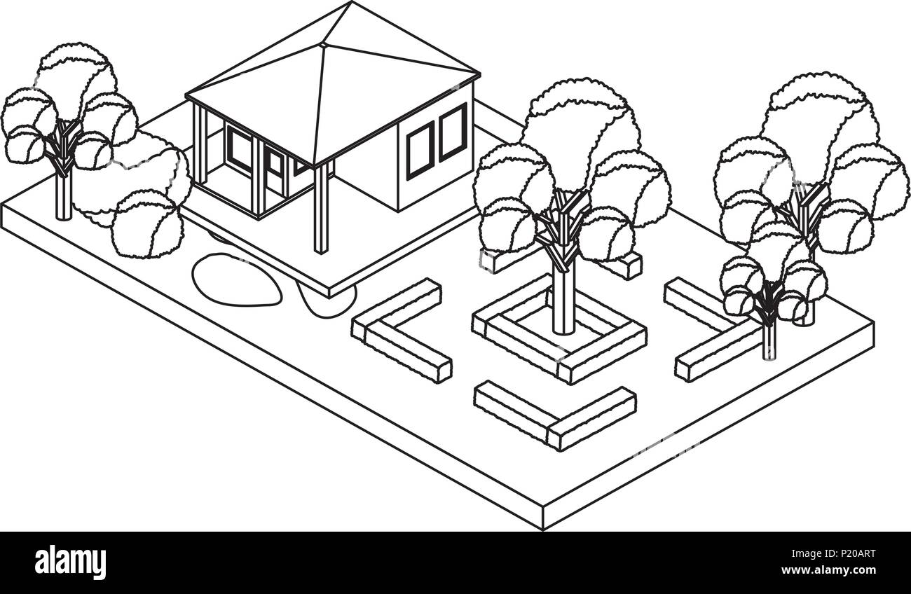 exterior house with landscape isometric icon Stock Vector Image & Art ...