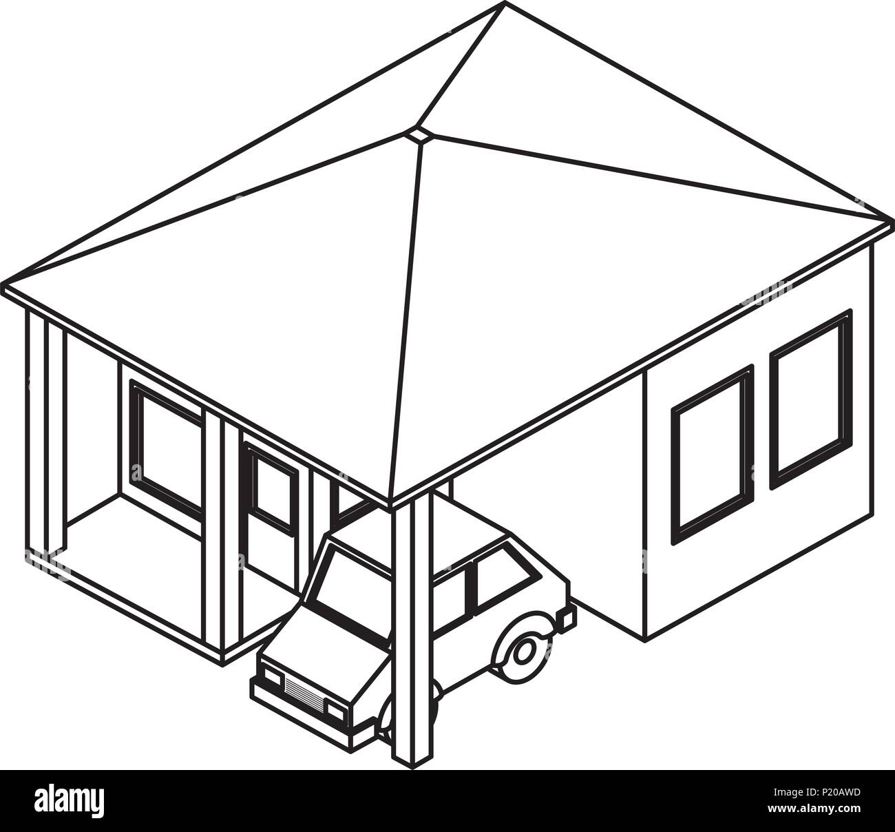 exterior house with car parking isometric icon Stock Vector Image & Art ...