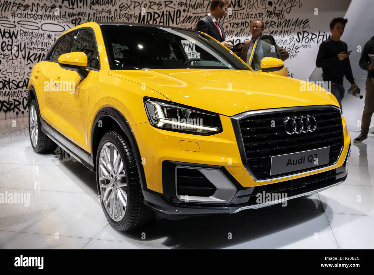 BRUSSELS - JAN 19, 2017: Audi Q2 car showcased at the Brussels Motor ...