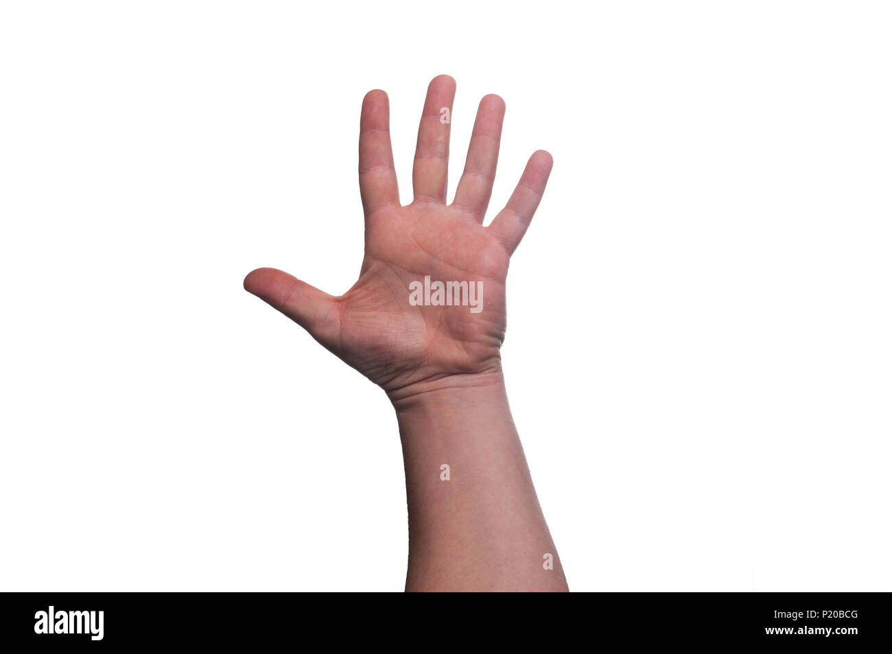 Hand mimic number five isolated Stock Photo - Alamy