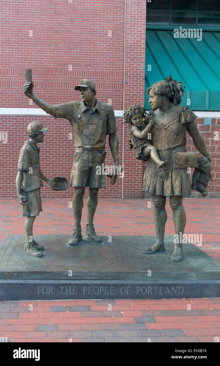 Hadlock Field family sculpture Portland Maine Stock Photo - Alamy