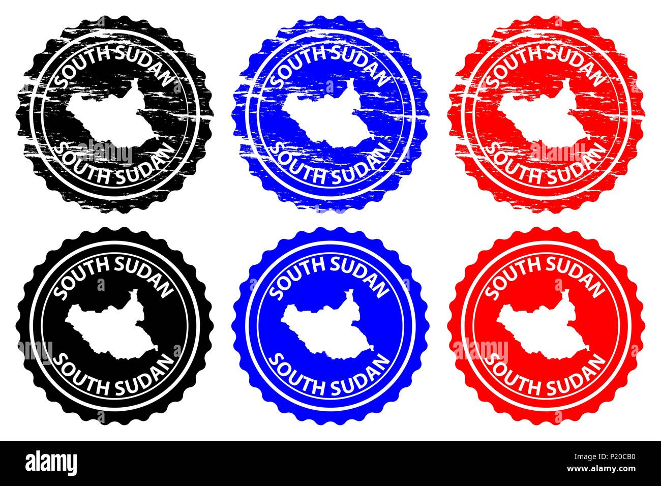 South Sudan - rubber stamp - vector, Republic of South Sudan map ...