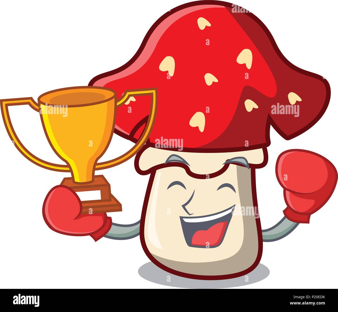 Boxing winner amanita mushroom mascot cartoon Stock Vector Image & Art ...
