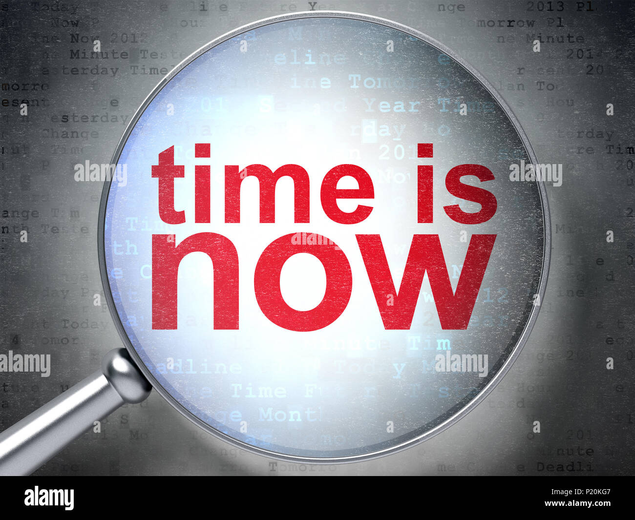 Time concept: Time is Now with optical glass Stock Photo - Alamy