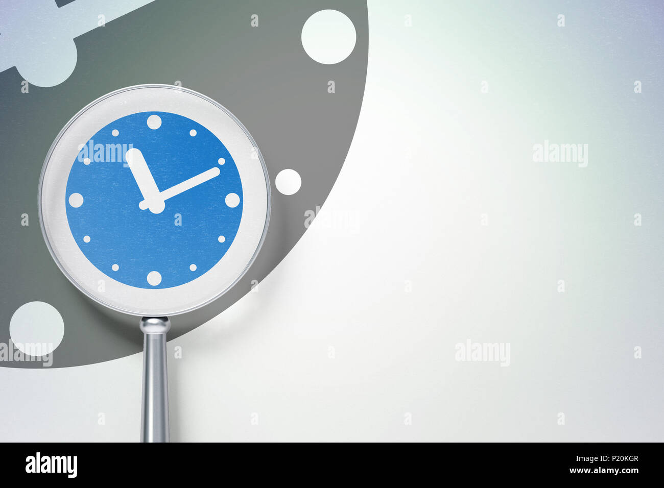 Timeline concept: Clock with optical glass on digital background Stock ...