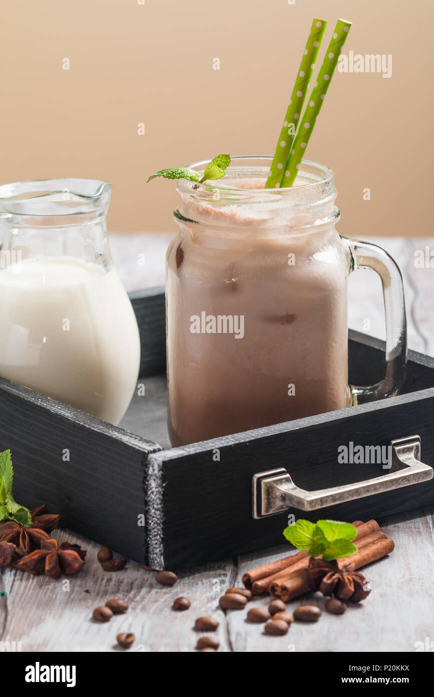 Iced coffee with milk Stock Photo - Alamy