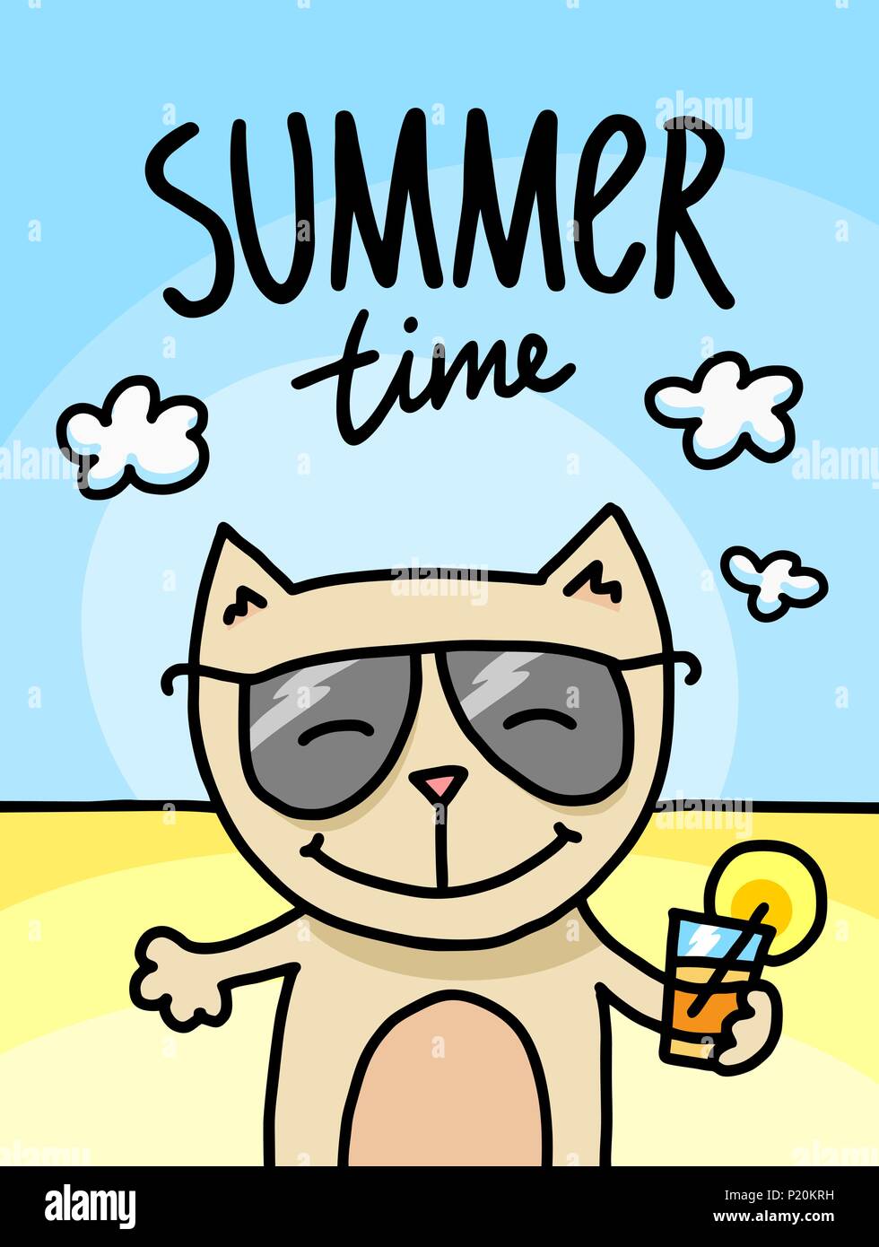 Black cat on the beach Stock Vector Images - Alamy
