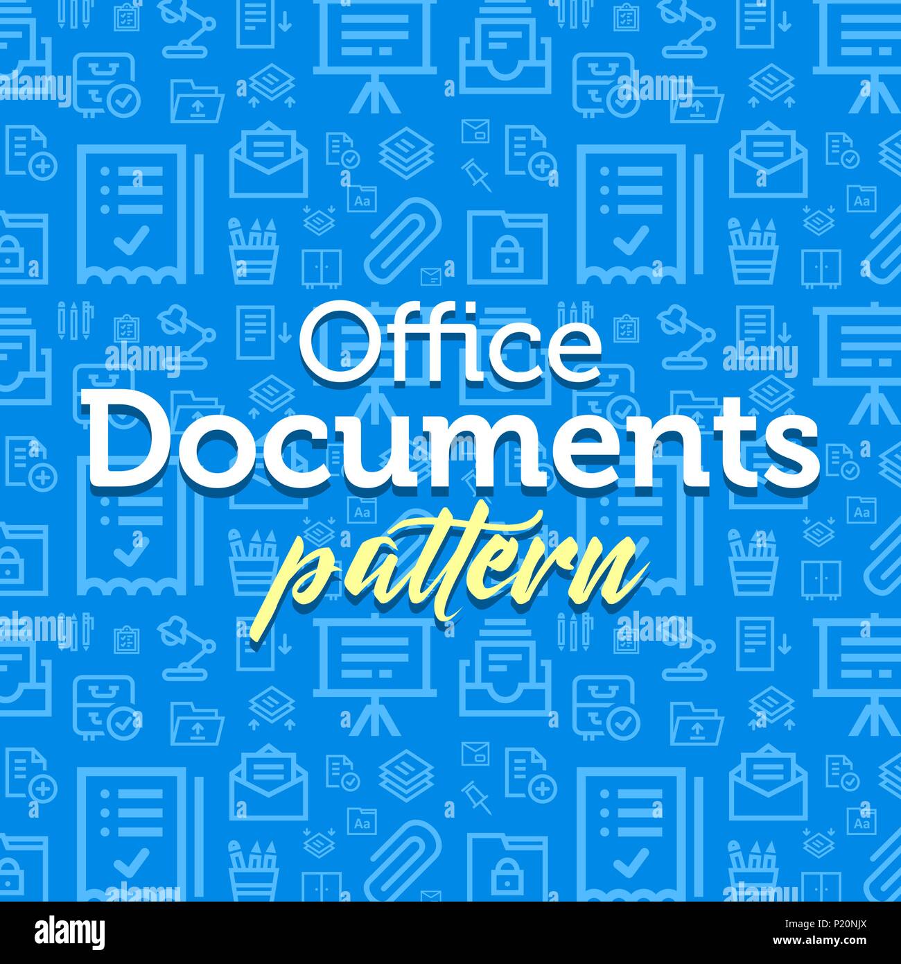 Documents pattern illustration with vector outline simple flat icons on ...