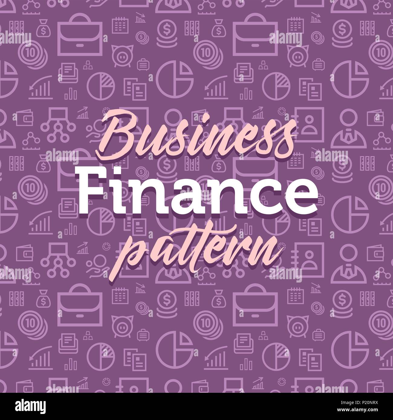 Finance pattern illustration with vector outline simple flat icons on ...
