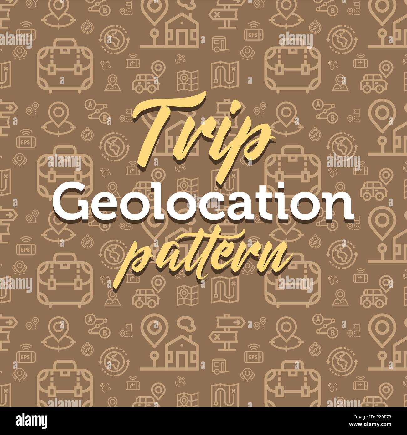 Location pattern illustration with vector outline simple flat icons on ...