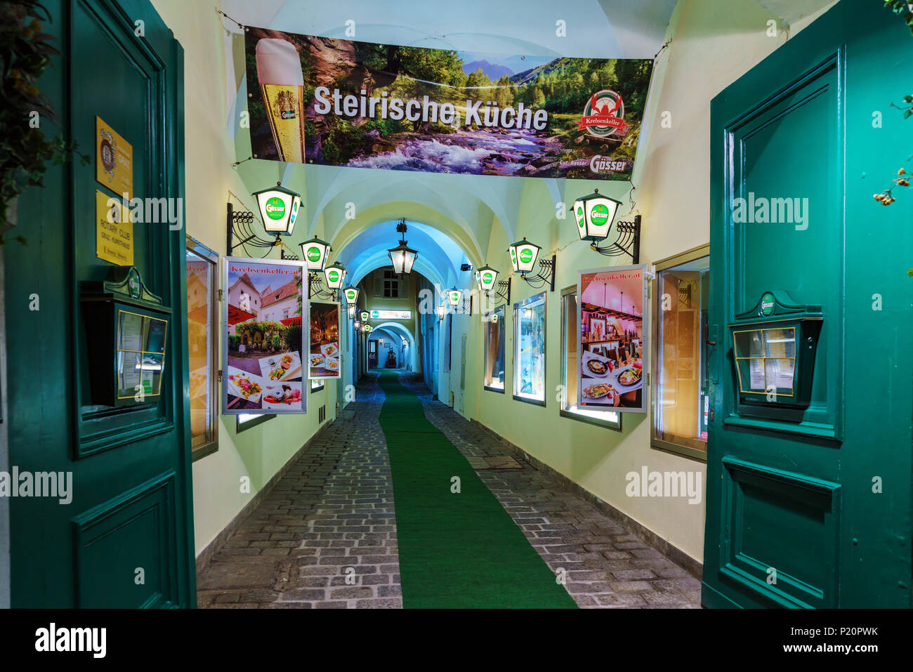 Graz, Austria - October 23, 2017: Sign and advertising posters of ...